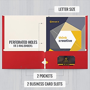 Two Pocket Portfolio Folders, 50-Pack, RED, Letter Size Paper Folders, by Better Office Products, 50 Pieces, Red