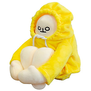 Ahlulu Cute Banana Man Doll, Creative Stuffed Toy with Multiple Funny Poses Adorable Birthday Party Gift for Kids (Yellow, 16 in)