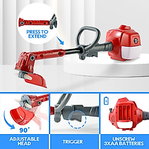 Toy Choi's Toy Trimmer for Kids - Power Construction Play Tool Kids Trimmer,Outside Pretend Play Garden Toy with Light Sound,Educational Toy Kid Tool Set Gardening Lawn Toy for Boy Girl Ages 3+