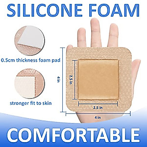 Dr. Med Silicone Foam Dressing with Gentle Adhesive Border 4"x4", 10 Individual Pack, Painless Removal High Absorbency Bed Sore Wound Bandage, for Pressure Sore, Diabetic Ulcer, Leg Ulcer and Burns
