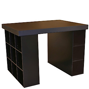 Project Center Desk with Bookcase and 3 Bin Cabinet-Black