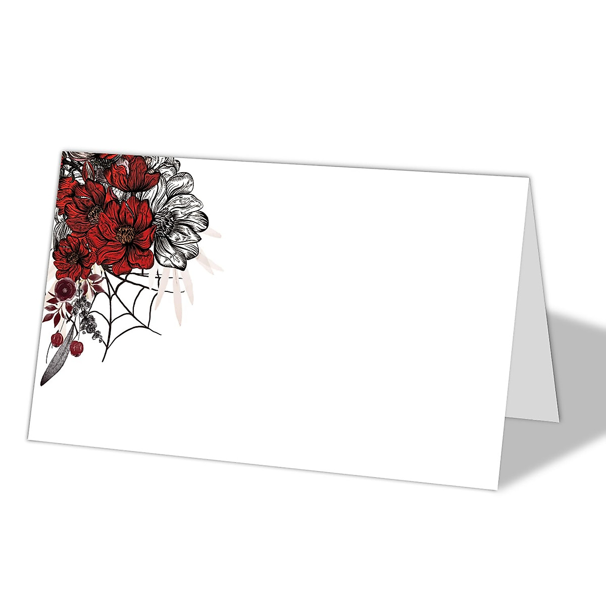 Halloween Table Place Cards, Editable Name Place Cards, 25 Pack Buffet Food Tent Labels, Double Design Name Cards, Halloween Thanksgiving Party Decorations, Easy Folding for Dinner Party - L523