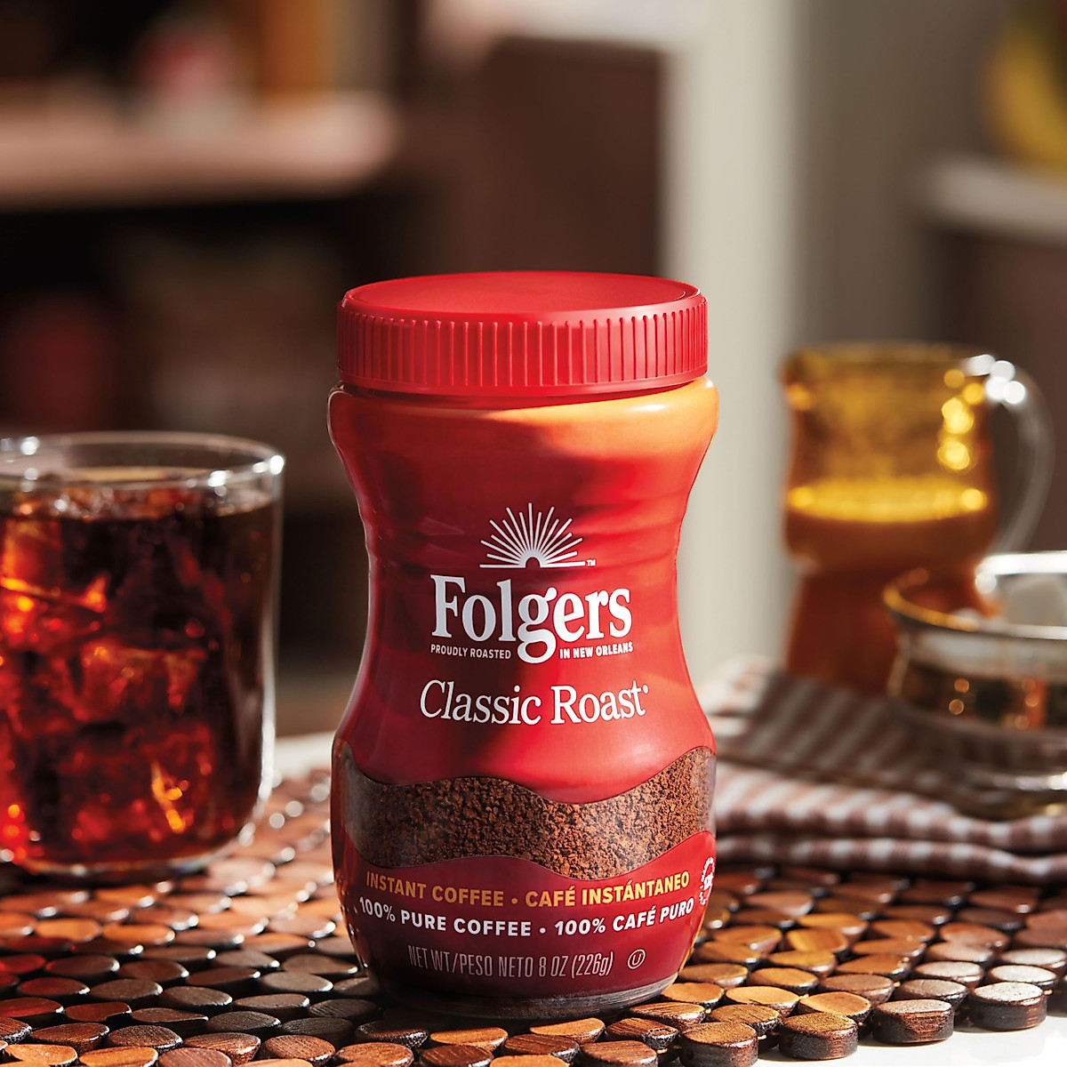 Folgers Classic Roast Instant Coffee Crystals, 8 Ounces