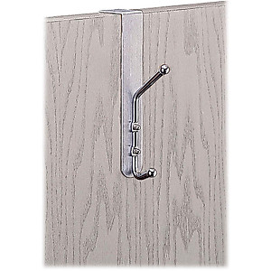 Safco Over-The-Door Double Coat Hook, Chrome-Plated Steel, Satin Aluminum Base (4166)