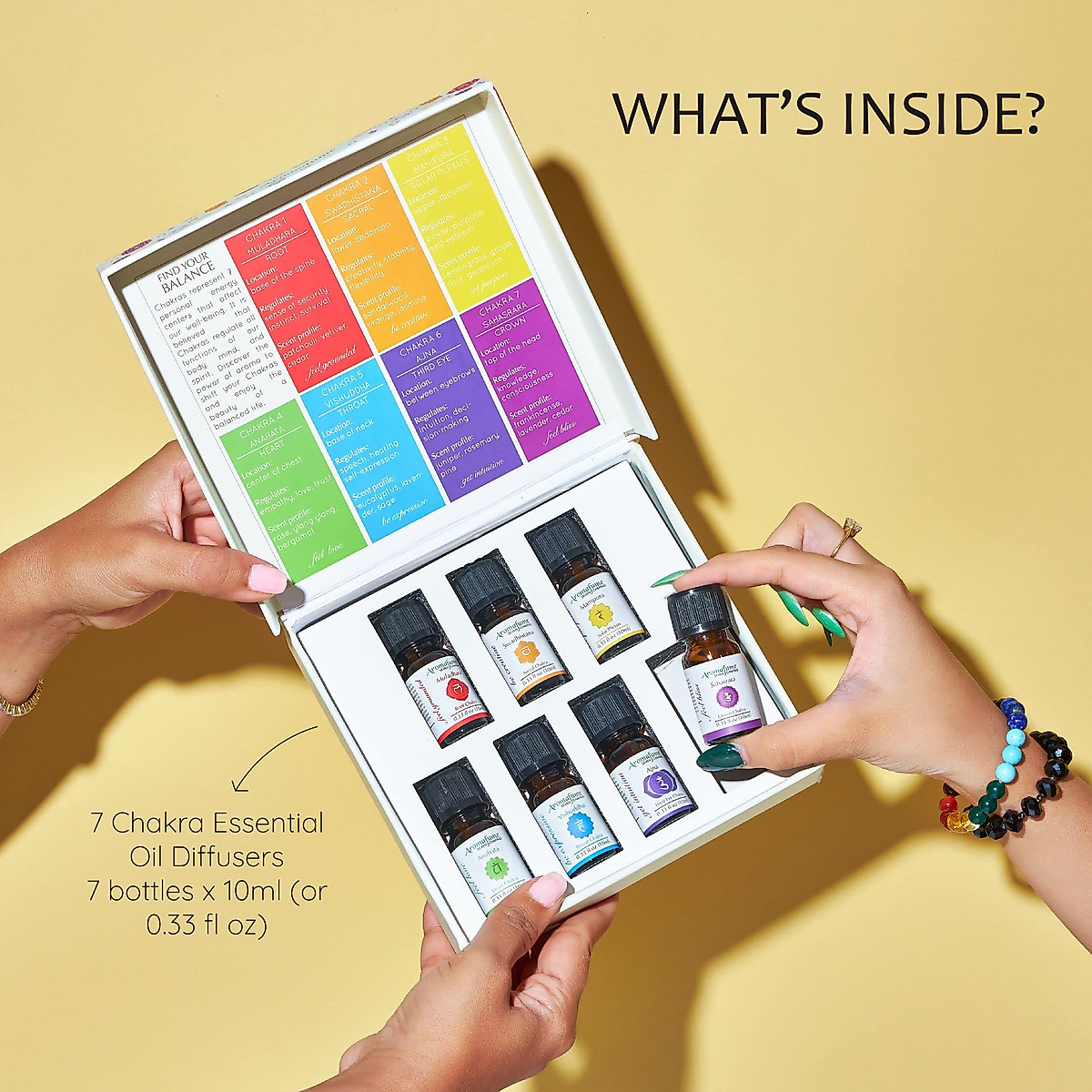 7 Chakra Essential Oil Diffuser Blend Gift Set by Aromafume | 7x 10ml/0.33 fl oz |Aromatherapy Oils for Meditation, Chakra Balance| Yoga & Reiki Gifts| Essential Oil Set for Plexus, Root Chakra & more