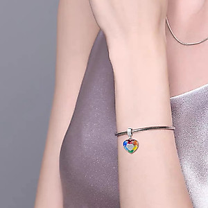 YSAHan Autism Puzzle Heart Love Charm Colored Enamel Jigsaw Puzzle Piece Pendant Bead for Pandora Bracelet Necklace, Blue (Aut-115_Puzzle)