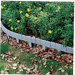 TOSSPER 20pcs Garden Border Edging, Stones Effect Fence Decorative Flower Bed Edging for Garden Lawn Landscape Interlocking Outdoor Lawn Stakes (Grey)