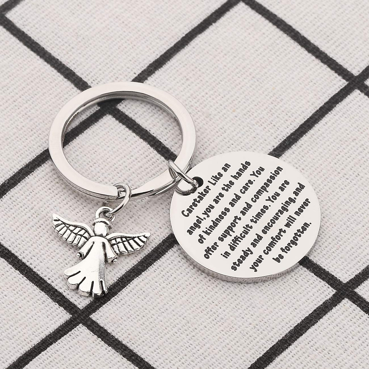 LQRI Caretakers Gift Caregivers Gift Caretaker Like An Angel You Are The Hands of Kindness and Care Keychain Babysitter Nanny Daycare Nurse Caretakers Thank You Gift (sliver)
