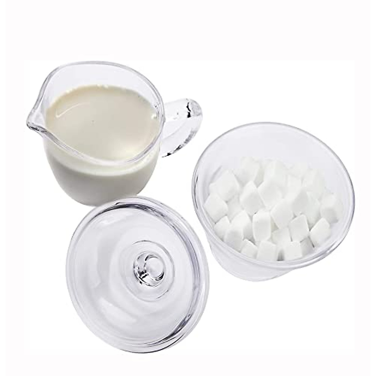 Nicunom Glass Sugar and Creamer Set for Coffee and Tea, Clear Cream Pitcher and Sugar Bowl with Lid, Cream Jug Sugar Jar, Coffee Serving Set