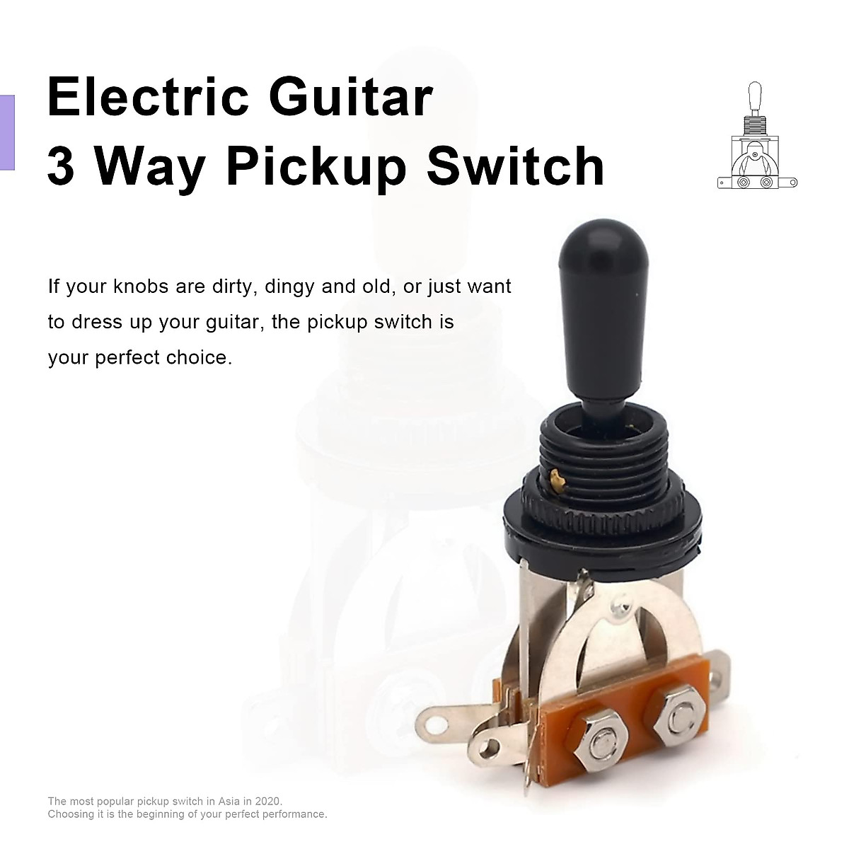 SAPHUE Guitar 3 Way Toggle Switch Position Short Straight Black Top Black Knobs for Gibon Epiphone Les Paul Electric Guitar Parts Pickup Selector kit with Plate Rhythm Treble Washer Ring Black/Gold