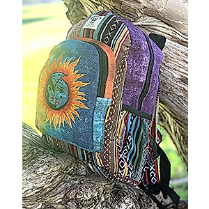 Himalaya Handmade Unique design Himalaya Hemp Backpack Small Backpack Hippie Backpack Festival Backpack Hiking & Tablet Backpack FAIR TRADE Handmade with Love, Rainbow Tie Dye, HBBH-0149