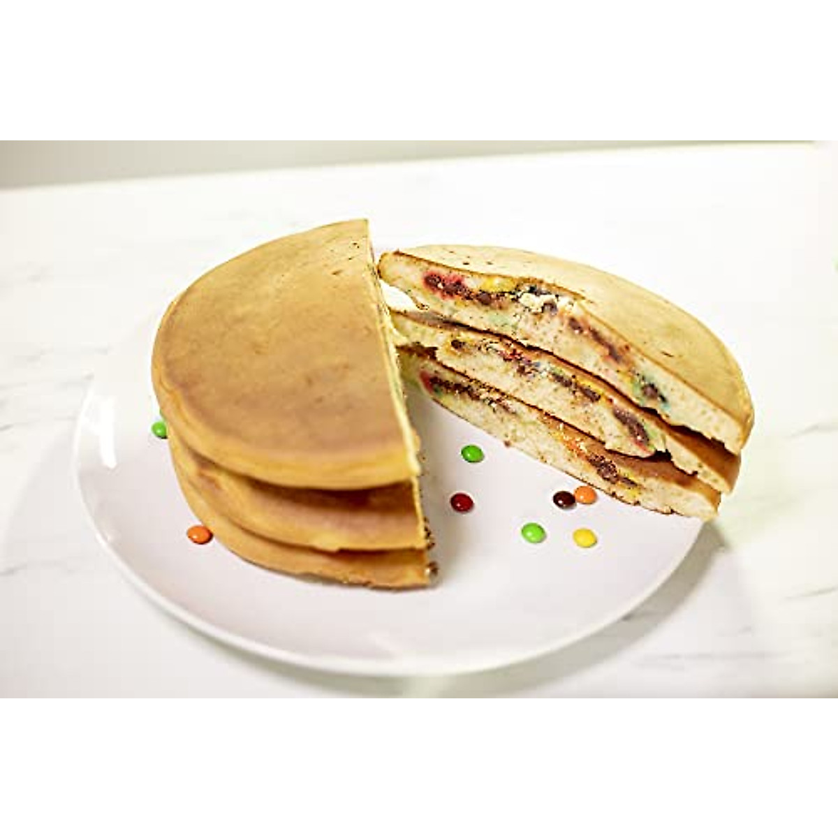 Stuffed Pancake Maker- Make a GIANT Stuffed Waffle or Pan Cake in Minutes- Add Fillings for Delicious Breakfast or Dessert Treat, Electric, Nonstick w Silicone Batter Funnel - Fun Holiday Kitchen Gift