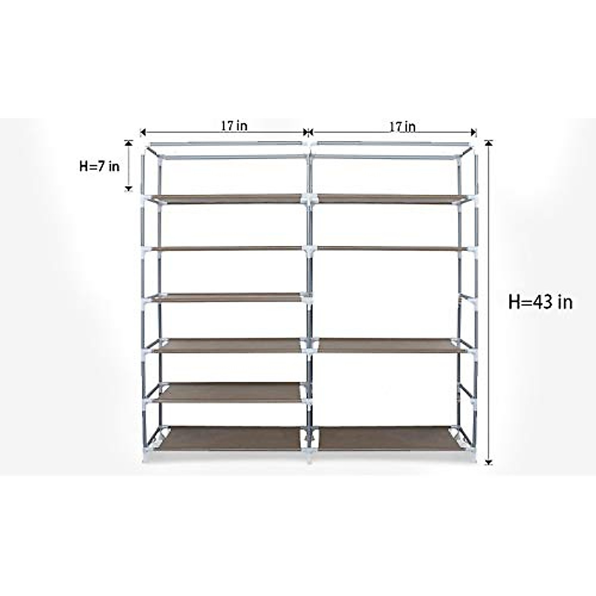 TXT&BAZ 20-Pairs Portable Boot Rack Double Row Shoe Rack Covered with Nonwoven Fabric(7-Tiers Black)
