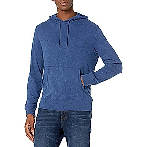 Amazon Essentials Men's Lightweight Jersey Pullover Hoodie, Blue Heather, Large
