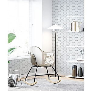 Fiula Hexagon White Wallpaper Peel and Stick Wallpaper 197” ×17.3” Removable Wallpaper Self Adhesive Wallpaper White and Grey Wallpaper Modern Wall Paper Decor Shelf Liner Vinyl Wallpaper