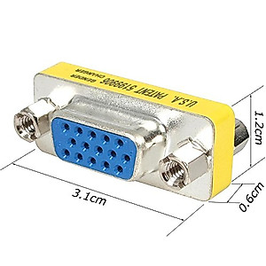 WOVTE SVGA Connector, DB HD New 15 VGA SVGA KVM Female to Female Gender Changer Adapter Coupler Pack of 2