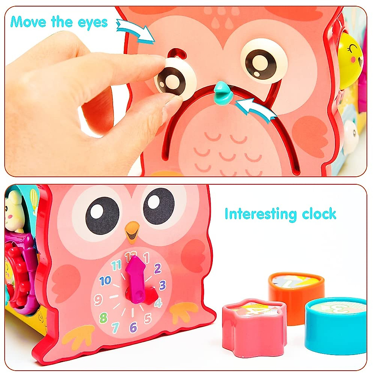 ChuburD Baby Toys Activity Center,8 in 1 Multi-Functional Baby Activity Cube,with Pink and Blue(Random Colors),Montessori Learning Musical Toys for Infant 18 Months and Up,Boy Girl Gifts,No Batteries
