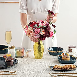 Kuujojo Artificial Flowers Combo, Fake Flowers for DIY Tables Centerpieces Baby shower Bridal Shower Wedding Bouquet Arrangements Party Candle Holder Cake Decor Flower Home Decorations (Burgundy Pink)