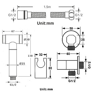 JIYTG Handheld Bidet Toilet Sprayer Bidet Shower for Toilet Toilet Bidet Sprayer Set Cold Water with Hose Brass Toilet Spray Gun Attachment