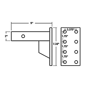 Buyers Products PM87 3-Position Pintle Hook Mount, Black, 9 in. Shank
