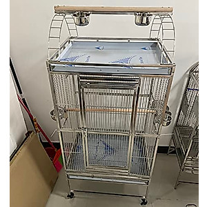 TTEDOYE BMWPET SUS201 Stainless Steel Bird Cage Parrot Cage 32''X22''X62'' PlayTop Style, Silver
