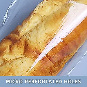 Lesibag 100 Bread Bags with Ties - Vented Micro Perforated Baguettes Bags for Homemade Bread and Bakery Loaf Adjustable Reusable - 6 x 28 Inch