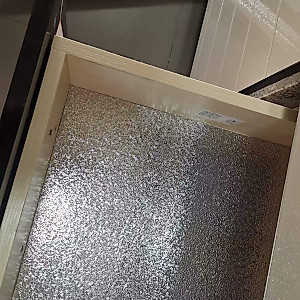 BAYYA Silver Kitchen Backsplash Wallpaper Stickers Peel and Stick Aluminum Foil Contact Paper Self Adhesive Waterproof Oil-Proof Heat Resistant Wall Sticker for Countertop Drawer Liner Shelf Liner