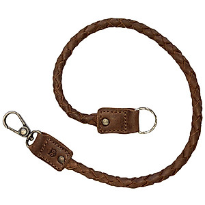 Hide & Drink, Braided Biker Chain, Key Lanyard for Wallet, Rustic Keychain, Keyring with Strap and Hook, Travel Accessories, Full Grain Leather, Handmade, Bourbon Brown