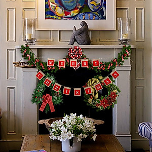 Christmas Decorations for the Home, hogardeck Merry Christmas Banners, Burlap Christmas Decorations, Rustic Farmhouse Christmas Decor, Christmas Sign Hangings for Windows, Door Entry, Fireplace, Wall