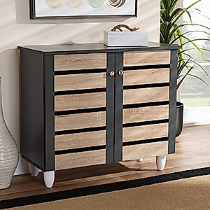 Baxton Studio Shoe Cabinets, One Size, Oak/Dark Gray