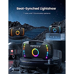 Portable Bluetooth Speaker, 40W(60W peak)Stereo Loud Sound, IPX7 Waterproof Speaker with Beat-Driven Lights,Deep Bass, Bluetooth 5.3 Wireless Pairs, 10000mAh Battery for Outdoor, Party, Camping Gifts