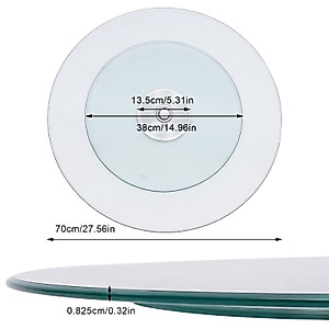Turntable Dining Table Centerpiece Tabletop Rotating Tray Glass Turntable with Aluminum Alloy Bearing Smooth Swivel Serving Plate Tempered Glass Dining Table for Home Restaurant(Diameter 28 inch)