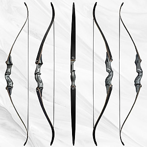 Obert Original Black Hunter Takedown Recurve Bow 60inch with Bamboo Core Limbs Archery Hunting Target Practice