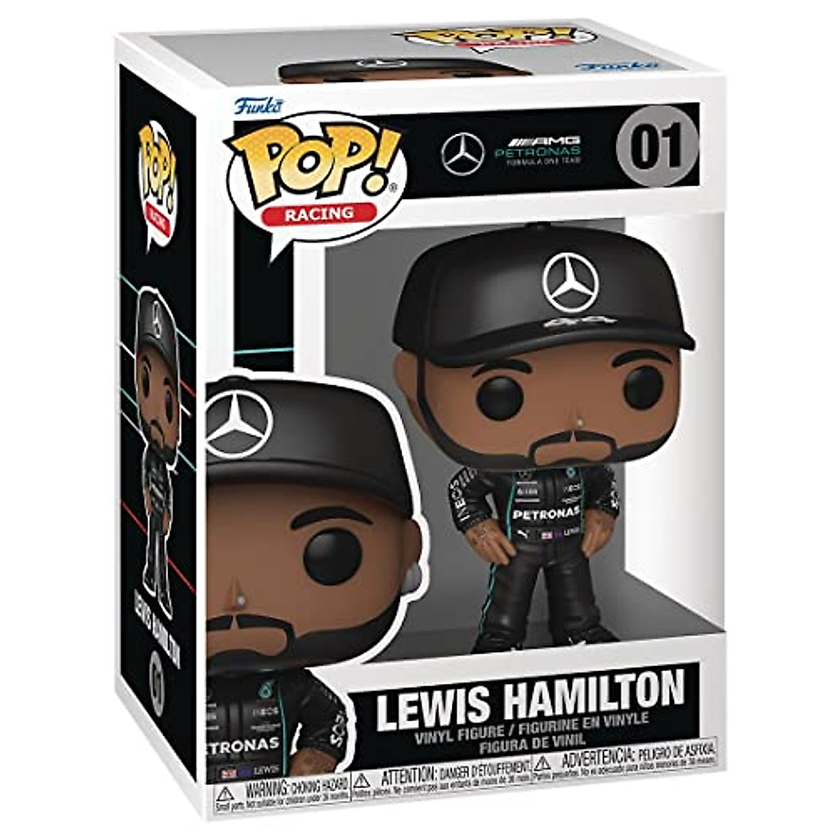 POP Racing: Formula One - Lewis Hamilton (AMG Petronas) Funko Vinyl Figure (Bundled with Compatible Box Protector Case), Multicolor, 3.75 inches