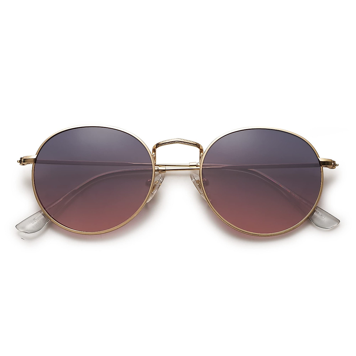 SOJOS Small Round Polarized Sunglasses for Women Men Classic Vintage Retro Shades UV400 SJ1014, Gold/Grey&Pink