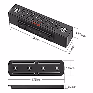 Under Desk Power Strip 4 AC 4 USB-A & 5 AC 4 USB-A