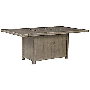 Signature Design by Ashley Windon Barn Rectangular Outdoor Fire Pit Patio Table with Aluminum Frame, Brown