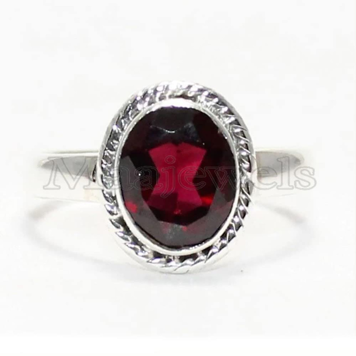 Garnet Gemstone Ring, Red Garnet Ring, Vintage Garnet Ring, 925 Sterling Silver Jewelry, Garnet Antique Ring, Hammered Design Ring, Ring For Women, Engagement Ring, Gift For Girls, Women Silver Ring