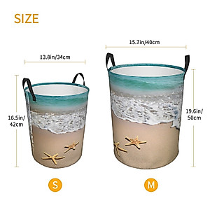 Ocean Sea Waves Tropical Beach Cotton Round Laundry Basket Dirty Clothes Hamper Waterproof Laundry Hamper Toy Cloth Storage Basket For Room Decor
