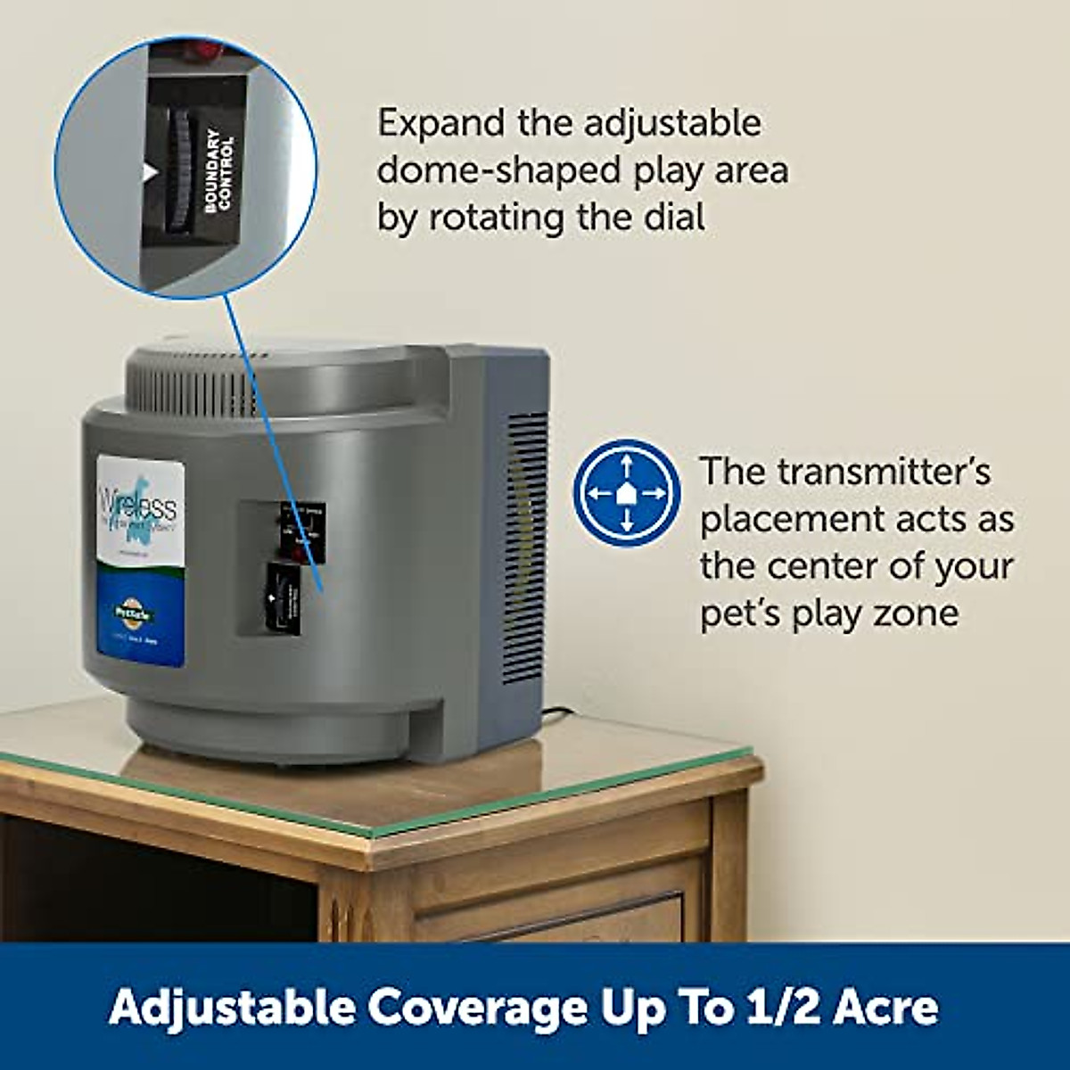 PetSafe Wireless Pet Fence Pet Containment System, Covers up to 1/2 Acre, for Dogs over 8 lb, Waterproof Receiver with Tone / Static Correction - From The Parent Company of INVISIBLE FENCE Brand