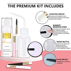 100ml Lash Shampoo Kit for Lash Extensions Eyelash Extension Cleanser Lash Mousse, USB Mini Portable Fan Nano Mister Rechargeable Electric Handheld Lash Shampoo Brush Plastic Wash Bottle Aftercare Bag