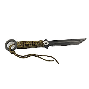 Fixed Blade Outdoor Camping Hunting Knives 3 pcs, Green Rope Handle