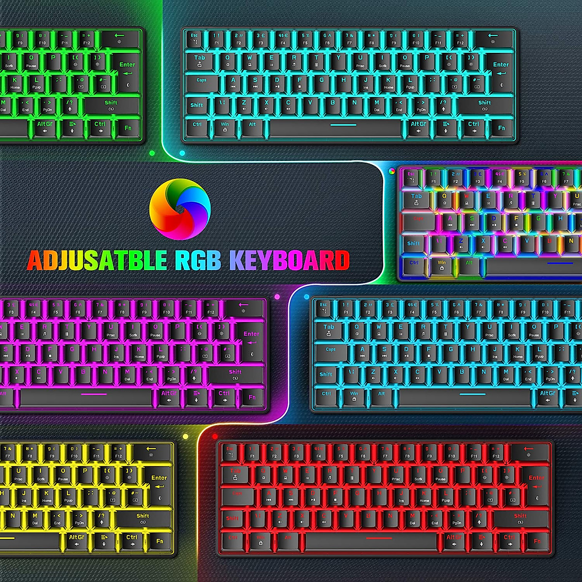SELORSS Mini 60% Wired Mechanical Gaming Keyboard,22 RGB Chroma Backlit, Compact 62 Full Anti-ghosting Keys, USB C Cable,Replaceable Keycaps,Tactile Switch for Gamer/Typist/Xbox/PC/Win/Mac(Black)