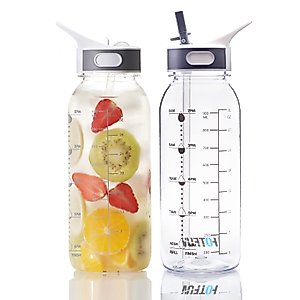 32oz Water Bottle with Straw, BPA Free Water Bottle Hydration with Motivational Time Marker Reminder Leak-Proof Drinking Water Bottle for Camping Sports Workouts and Outdoor Activity