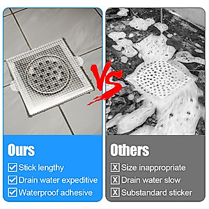 AMFUN Disposable Shower Drain Hair Catcher, 40Pcs Floor Drain Mesh Strainer Sticker with Waterproof Adhesive, Anti-Blocking Filter Sticker Hair Catchers for Bathtub Bathroom Kitchen, Square 105mm
