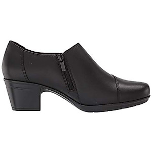 Clarks womens Emslie Warren Slip On Loafer, Black Leather, 7.5 Wide US