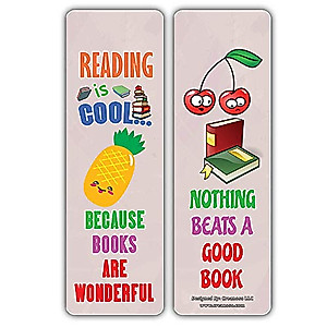 Creanoso Cool Fruit Reading Sayings Bookmarks (30-Pack) – Cool Gift Token for Kids, Boys & Girls, Teens – Party Favors Supplies – Book Reading Rewards Incentive – Great Giveaways Set – Page Binder