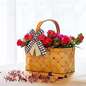 Hying 4 PCS Valentine's Day Bows for Wreath, Valentines Wreath Bow Black White Buffalo Plaid Bows Red Burlap Gift Bows for Front Door Wall Valentines Wedding Party Decorations