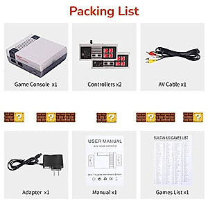Retro Game Console,Classic Game System Built in 620 Games and 2 Classic Controllers,RCA Output Plug and Play Video Games