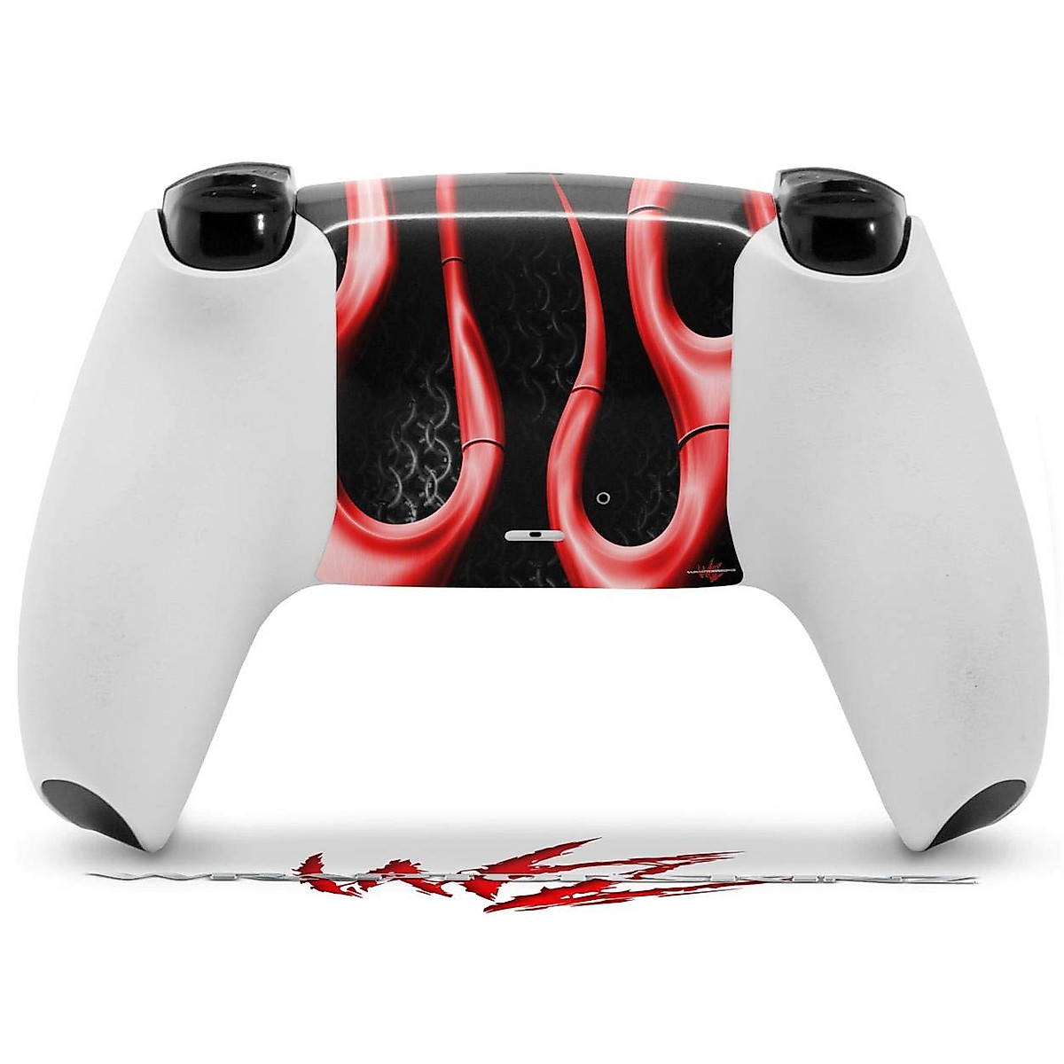 WraptorSkinz Skin Wrap compatible with Sony PS5 DualSense Controller Metal Flames Red (CONTROLLER NOT INCLUDED)